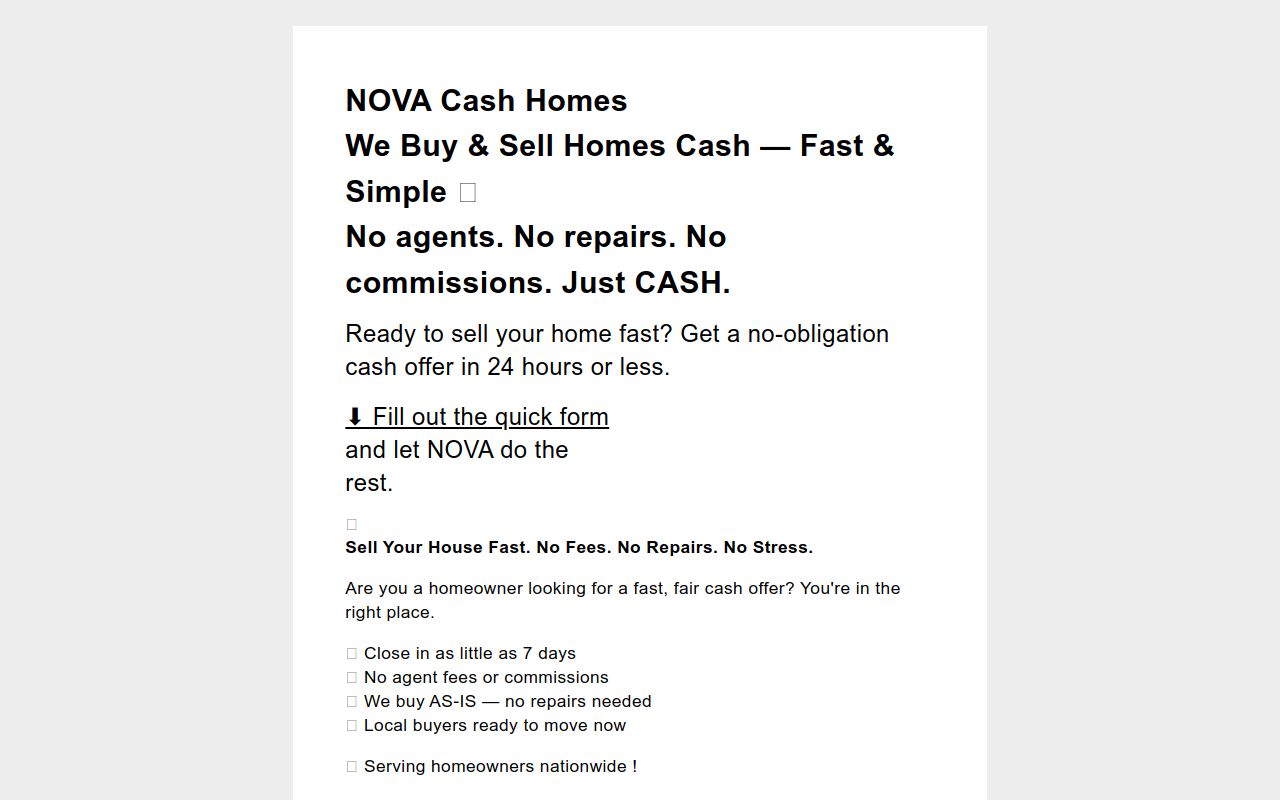 NOVA Cash Homes